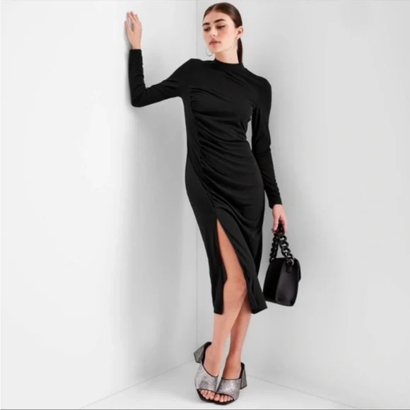 Future Collective | Dresses | Future Collective Mock Neck Black Midi ...